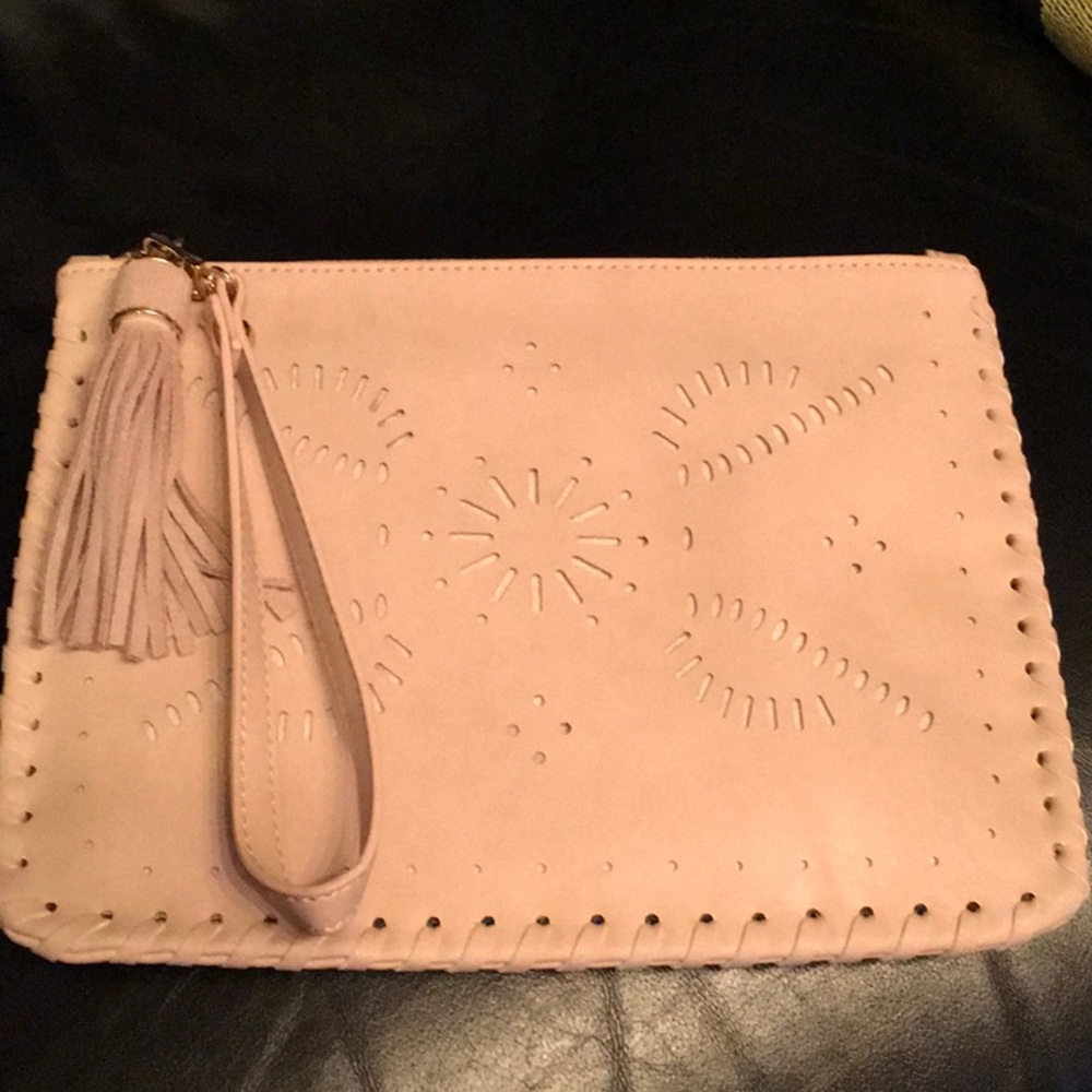 Cream-Colored Perforated Zipper Bag - Gem